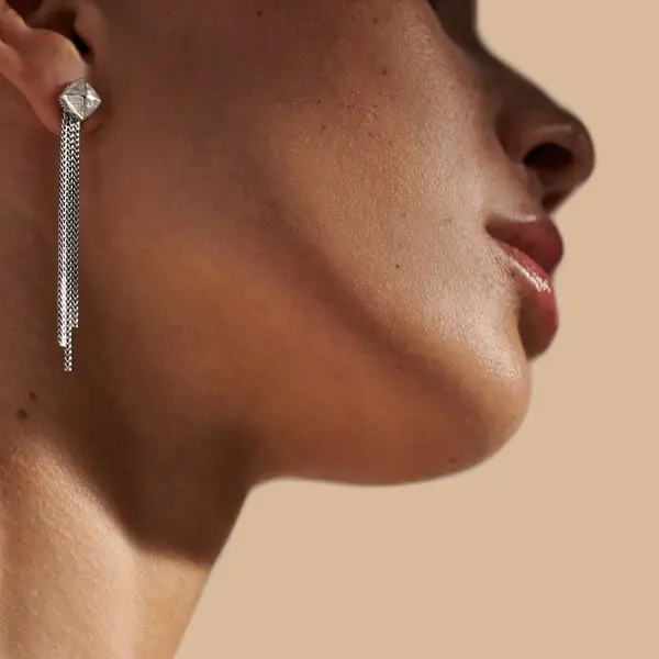 John Hardy Hammered Sugarloaf Transformable Tassel Earrings
