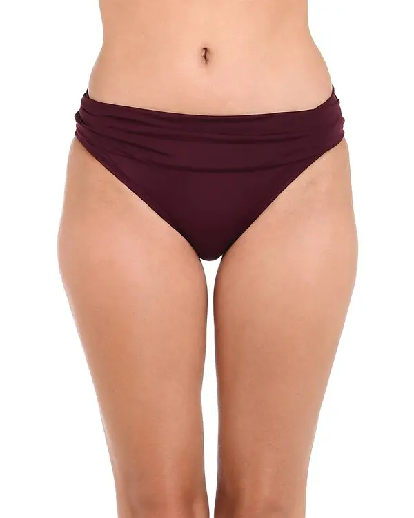 La Blanca Island Goddess Shirred Bikini Bottom - Dark Cherry