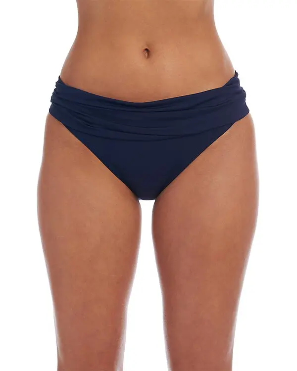 La Blanca Island Goddess Shirred Bikini Bottom - Indigo