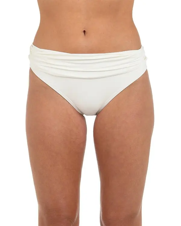 La Blanca Island Goddess Shirred Bikini Bottom - Ivory