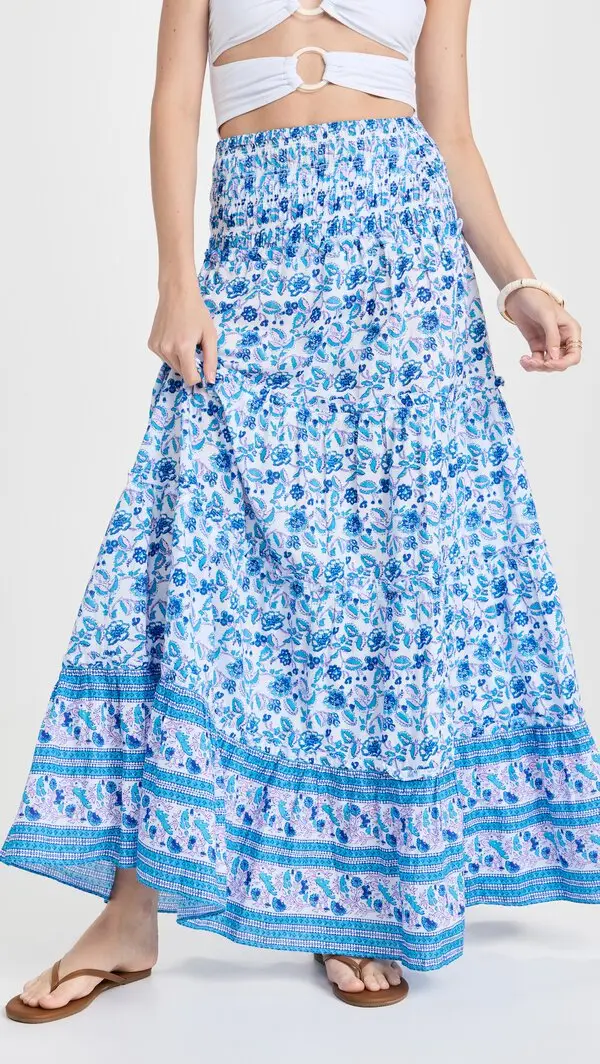 Playa Lucila Printed Ruffle Skirt - Blue Multi