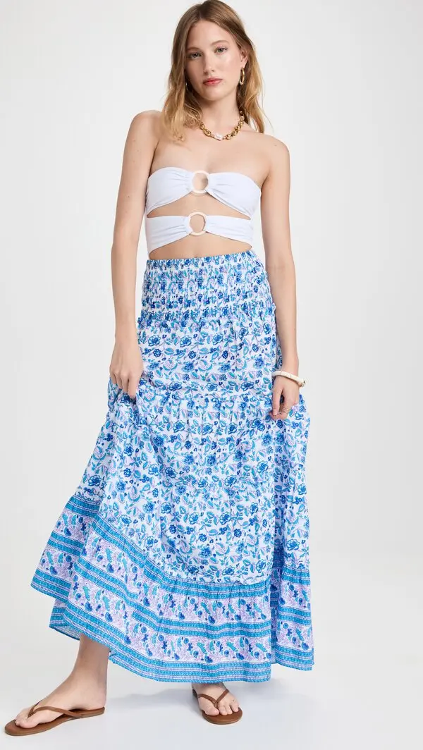 Playa Lucila Printed Ruffle Skirt - Blue Multi