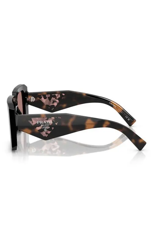 Prada 51mm Square Sunglasses - Black Brown