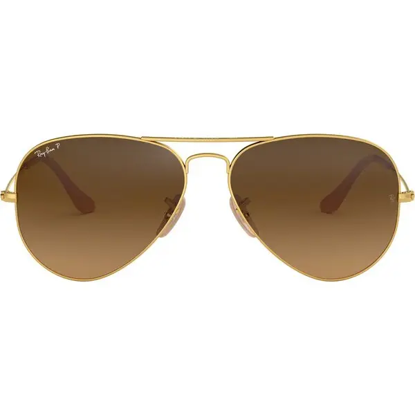 Ray-ban 58mm Polarized Aviator Sunglasses - Matte Arista/brown Gradient