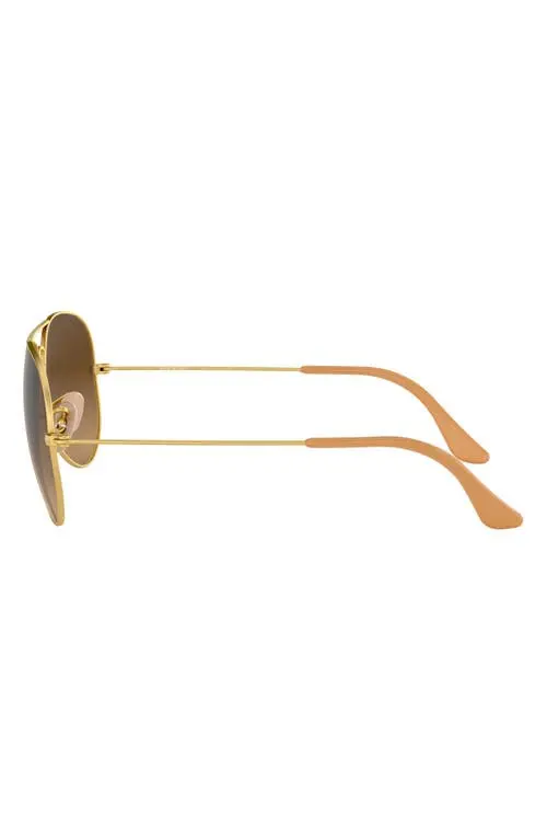 Ray-ban 58mm Polarized Aviator Sunglasses - Matte Arista/brown Gradient