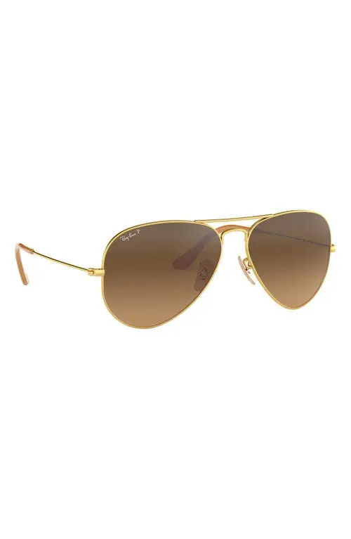 Ray-ban 58mm Polarized Aviator Sunglasses - Matte Arista/brown Gradient
