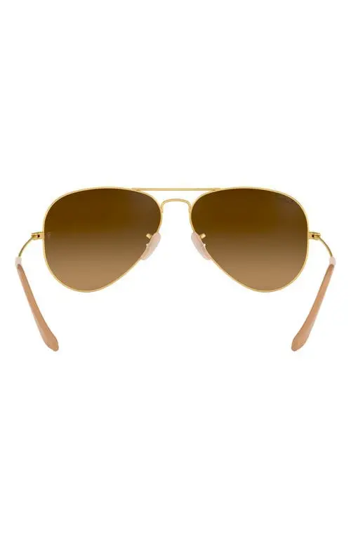 Ray-ban 58mm Polarized Aviator Sunglasses - Matte Arista/brown Gradient