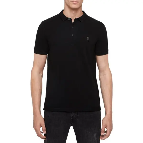 ALLSAINTS Reform Slim Fit Cotton Polo - Black