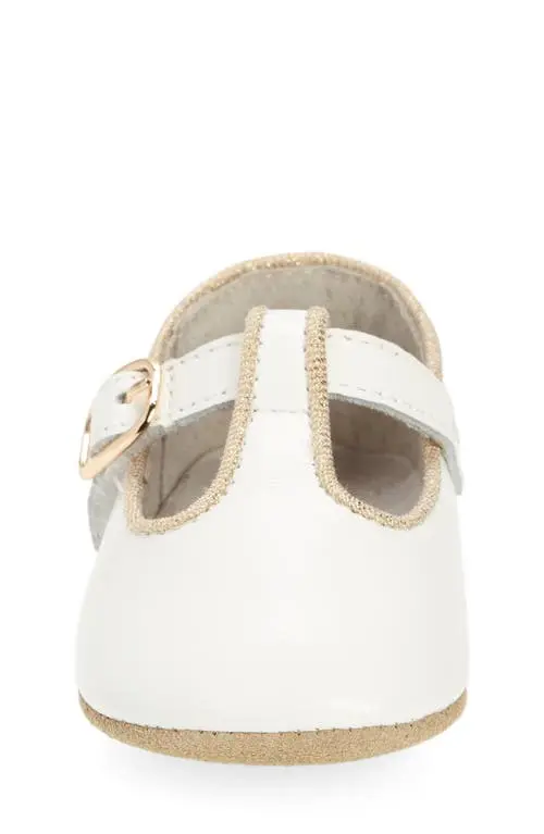 L'AMOUR Evie T-strap Crib Shoe - White
