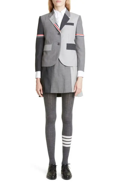 Thom Browne Colorblock Wool Sport Coat With Armband - Dark Grey