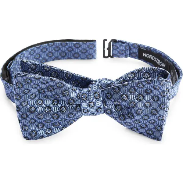 Nordstrom Neat Medallion Silk Bow Tie - Light Blue