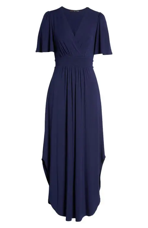 flutter jersey maxi dress Xscape Beaded-Sleeve Gown - Wine