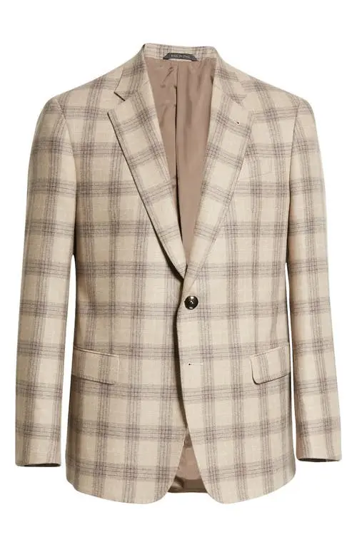 Giorgio Armani Check Wool & Cashmere Sport Coat - Tan