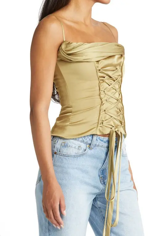 House Of Cb Lace-up Satin Corset Top