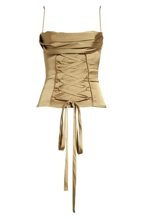 House Of Cb Lace-up Satin Corset Top