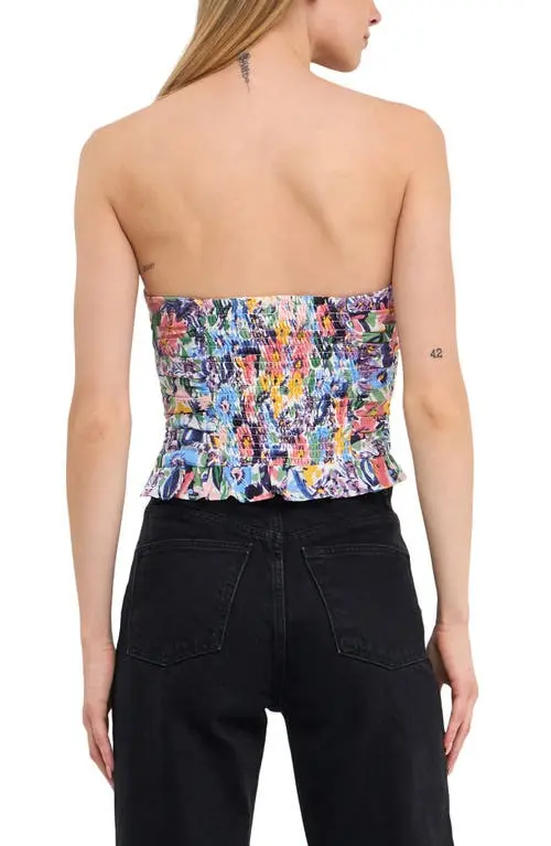 Endless Rose Floral Ruched Strapless Top