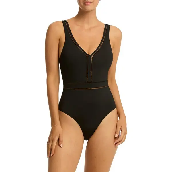 SEA LEVEL Spliced One-piece Swimsuit - Black