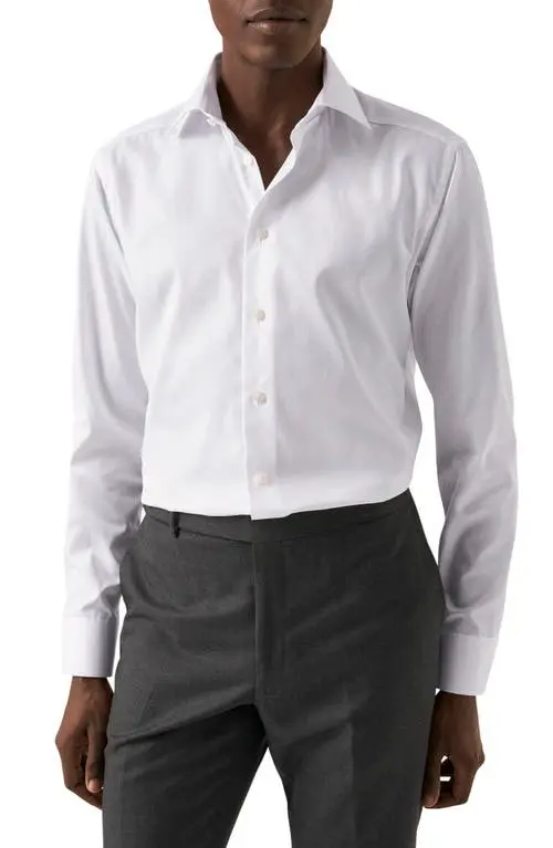 Eton Slim Fit Cotton Twill Dress Shirt - White