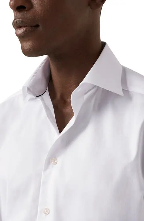 Eton Slim Fit Cotton Twill Dress Shirt - White