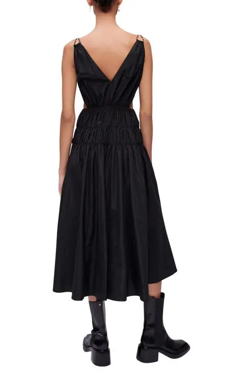 Maje Rope Strap Shirred Cutout Dress