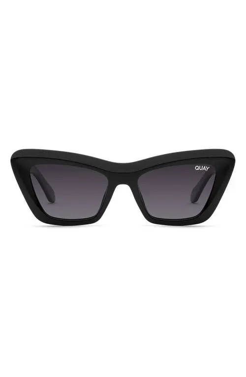 Quay On The Radio 50mm Polarized Cat Eye Sunglasses - Black / Smoke