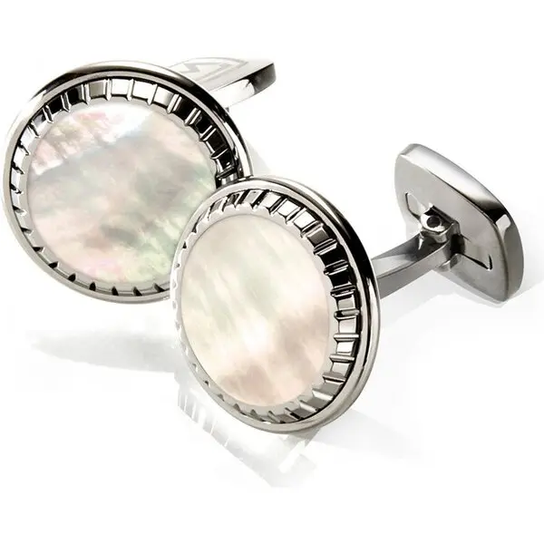 M-CLIP® Stainless Steel Cuff Links - Stainless Steel/ White Pearl