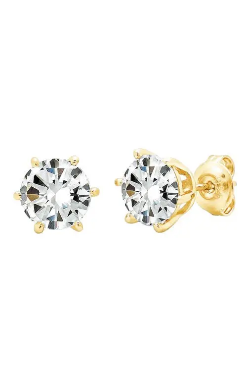 CRISLU Cubic Zirconia Stud Earrings - 18kt Yellow Gold