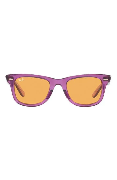 Ray-ban 52mm Square Sunglasses - Transparent Violet / Orange