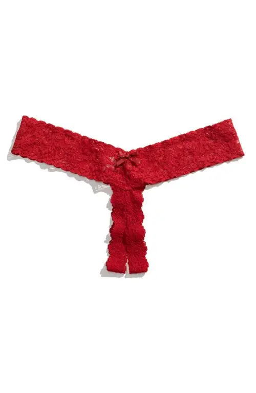 Hanky Panky Signature Lace Low Rise Crotchless Thong - Red