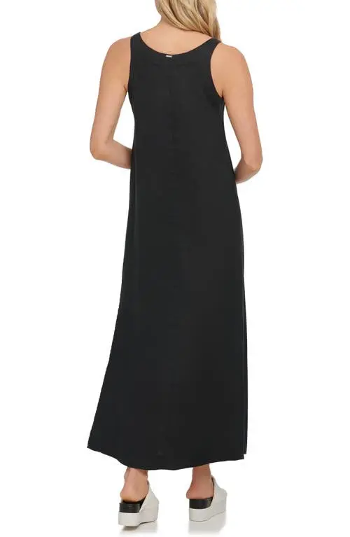 Dkny Sleeveless Linen Maxi Dress - Black