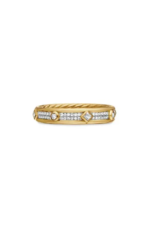David Yurman Modern Renaissance Diamond Band Ring - 18k Yellow Gold