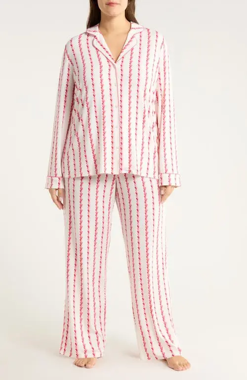 Nordstrom Moonlight Eco Knit Pajamas - Ivory- Red Painted Heart Chain