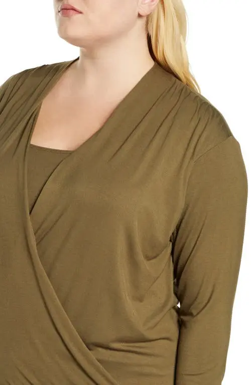 Loveappella Drape Front Top - Olive