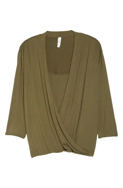 Loveappella Drape Front Top - Olive