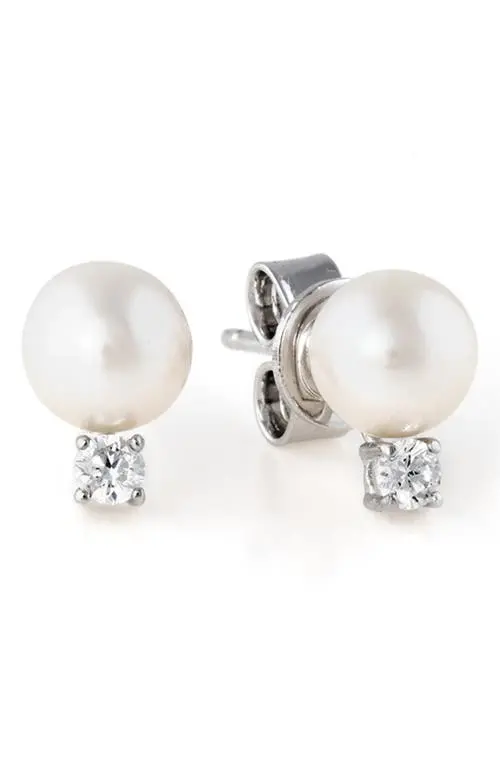 CRISLU Cultured Pearl Stud Earrings - Pearl/ivory