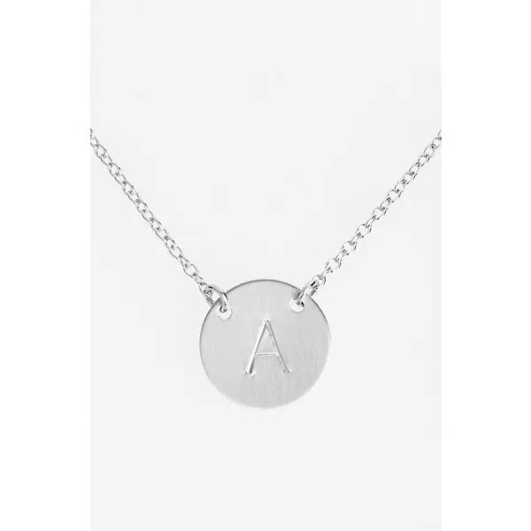 NASHELLE Sterling Silver Initial Disc Necklace - Sterling Silver A