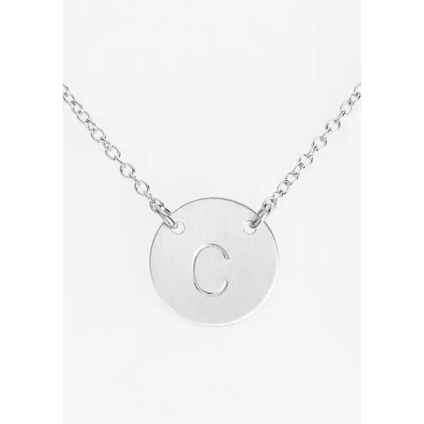 NASHELLE Sterling Silver Initial Disc Necklace - Sterling Silver C