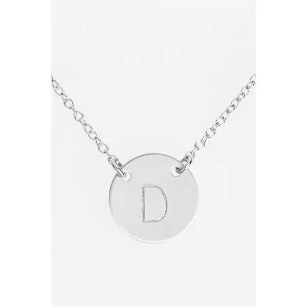 NASHELLE Sterling Silver Initial Disc Necklace - Sterling Silver D