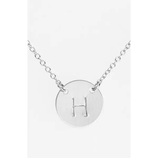 NASHELLE Sterling Silver Initial Disc Necklace - Sterling Silver H