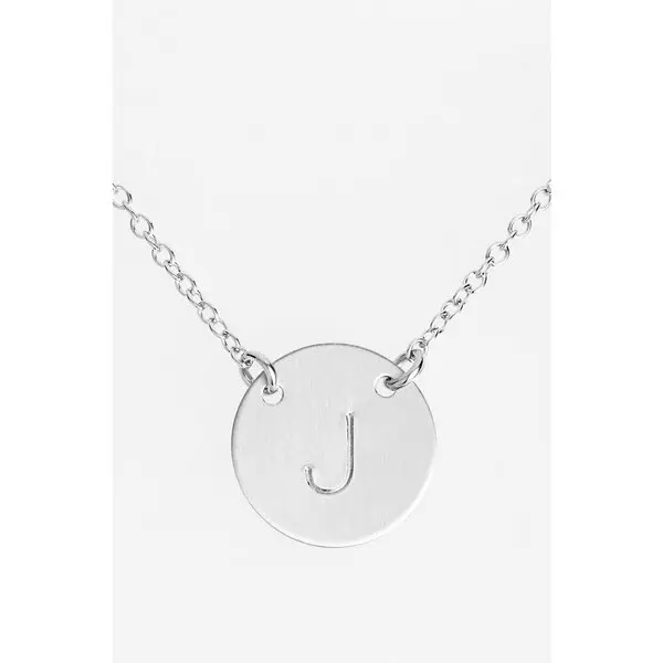 NASHELLE Sterling Silver Initial Disc Necklace - Sterling Silver J