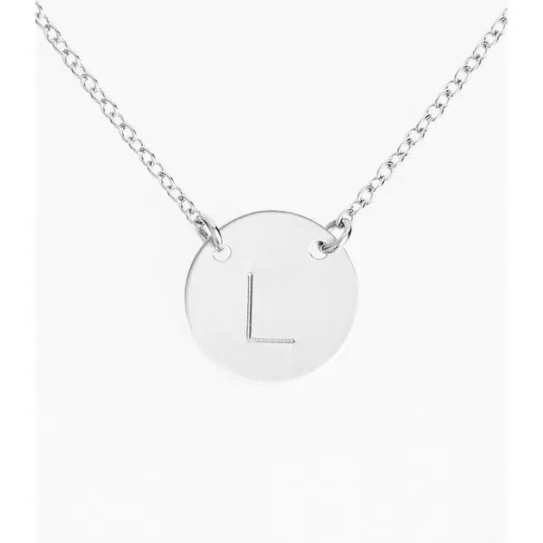 NASHELLE Sterling Silver Initial Disc Necklace - Sterling Silver L