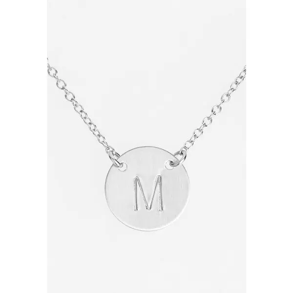 NASHELLE Sterling Silver Initial Disc Necklace - Sterling Silver M