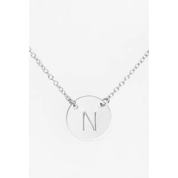 NASHELLE Sterling Silver Initial Disc Necklace - Sterling Silver N