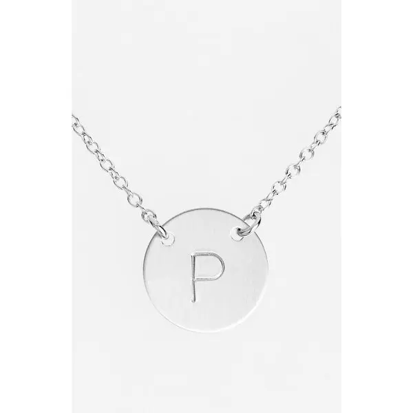 NASHELLE Sterling Silver Initial Disc Necklace - Sterling Silver P