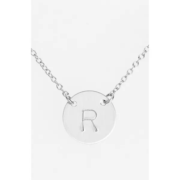NASHELLE Sterling Silver Initial Disc Necklace - Sterling Silver R