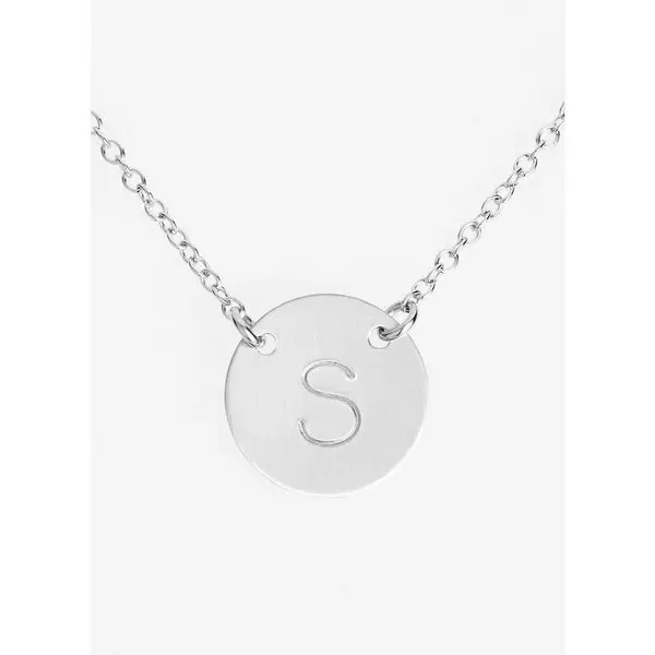 NASHELLE Sterling Silver Initial Disc Necklace - Sterling Silver S