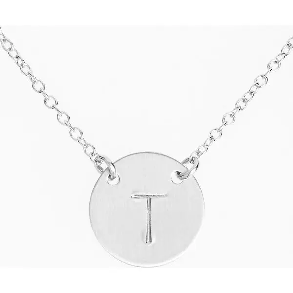 NASHELLE Sterling Silver Initial Disc Necklace - Sterling Silver T
