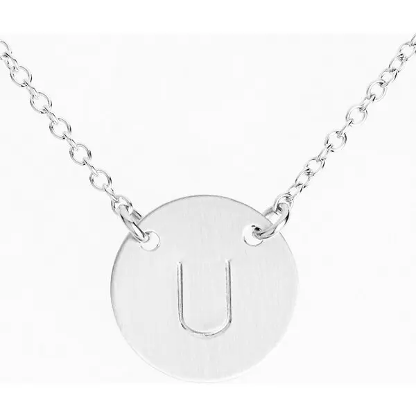NASHELLE Sterling Silver Initial Disc Necklace - Sterling Silver U