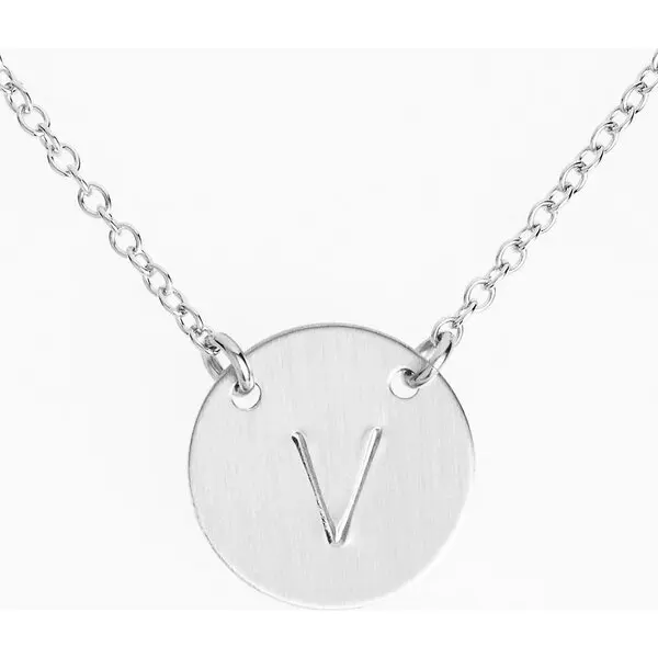 NASHELLE Sterling Silver Initial Disc Necklace - Sterling Silver V