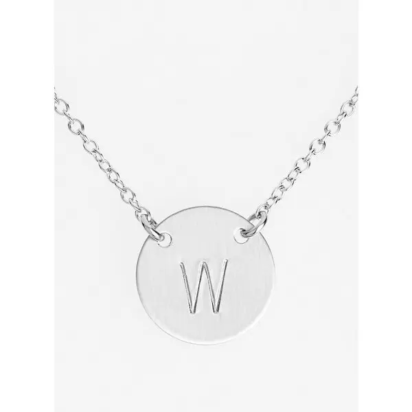 NASHELLE Sterling Silver Initial Disc Necklace - Sterling Silver W